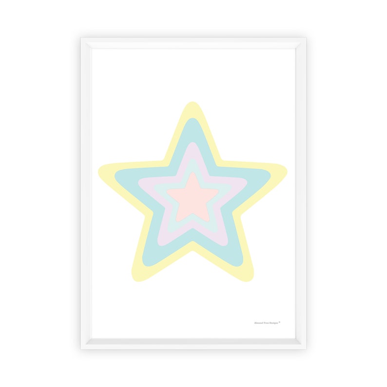 Rainbow Star (pastel Yellow) Instant Digital Download Print | Instant ...