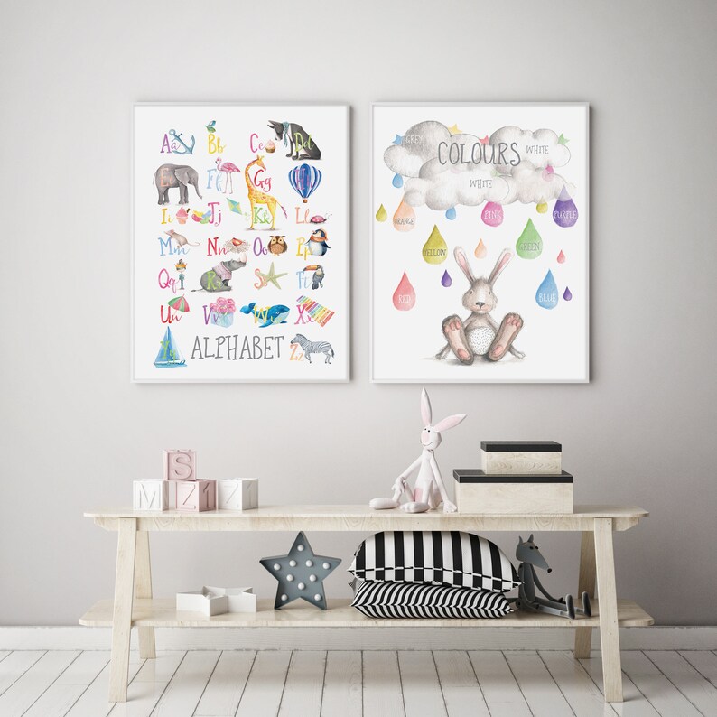 Watercolour Alphabet Educational Art Print | Alphabet Poster | Alphabet ...
