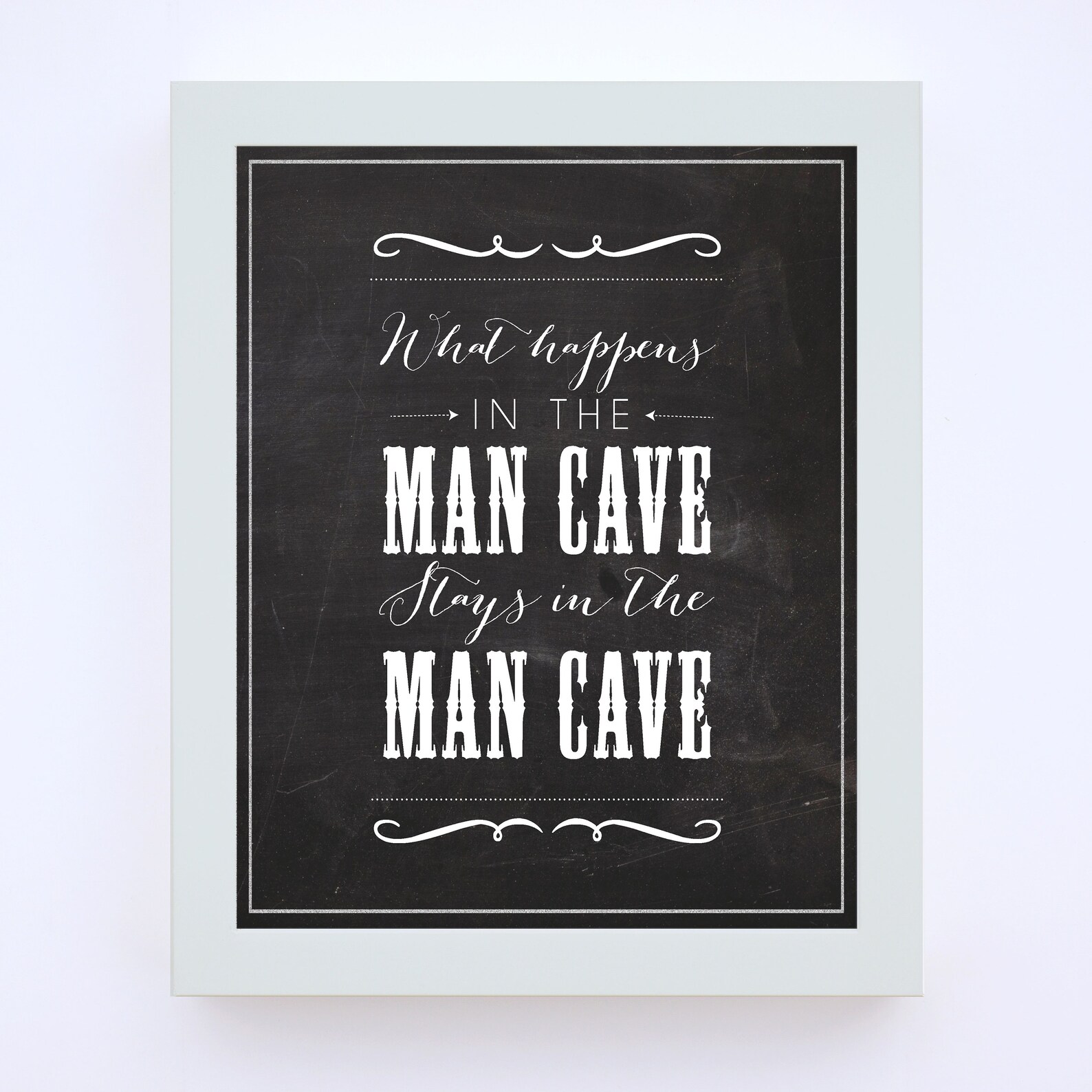 Chalkboard Print - What Happens in the Man Cave - 8x10 Inch Wall Art ...