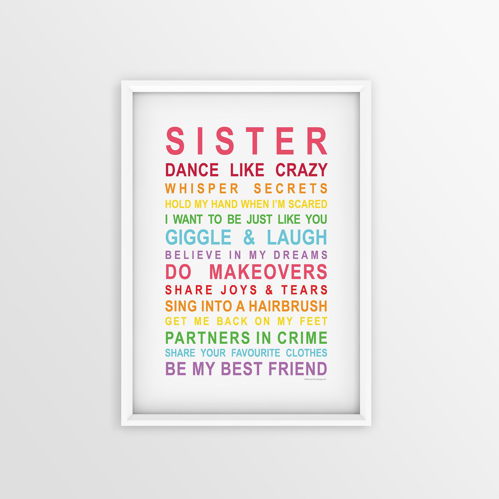 Sister Wall Art Print Typography Poster for Sisters - Etsy