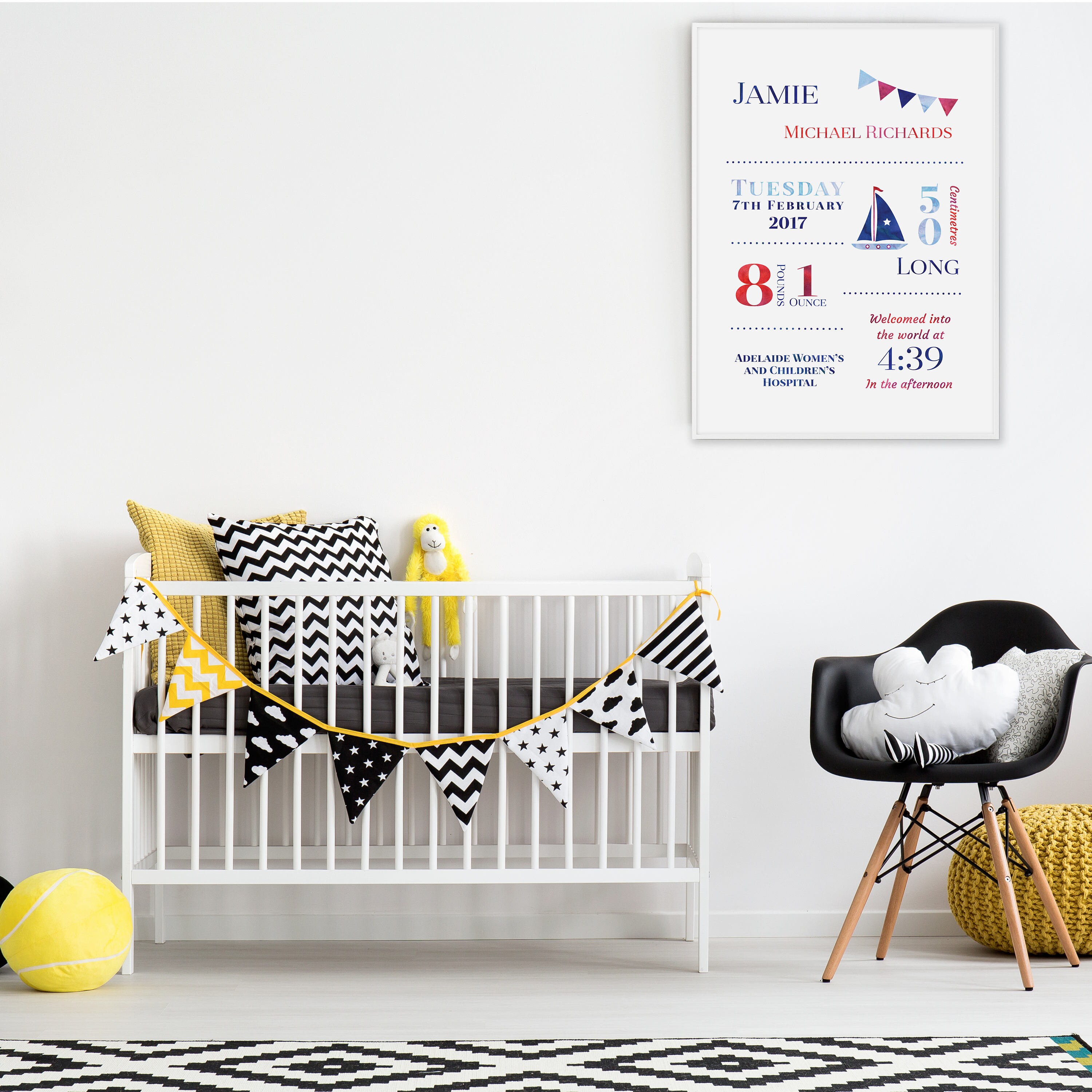Personalised Watercolour Nautical Birth Print Birth - Etsy