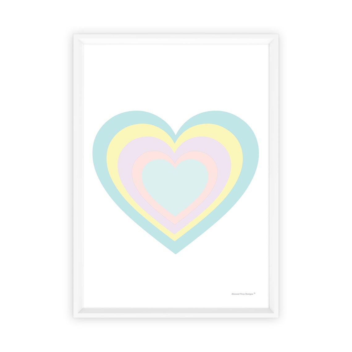 Rainbow Heart pastel Blue Instant Digital Download Print Instant Art ...