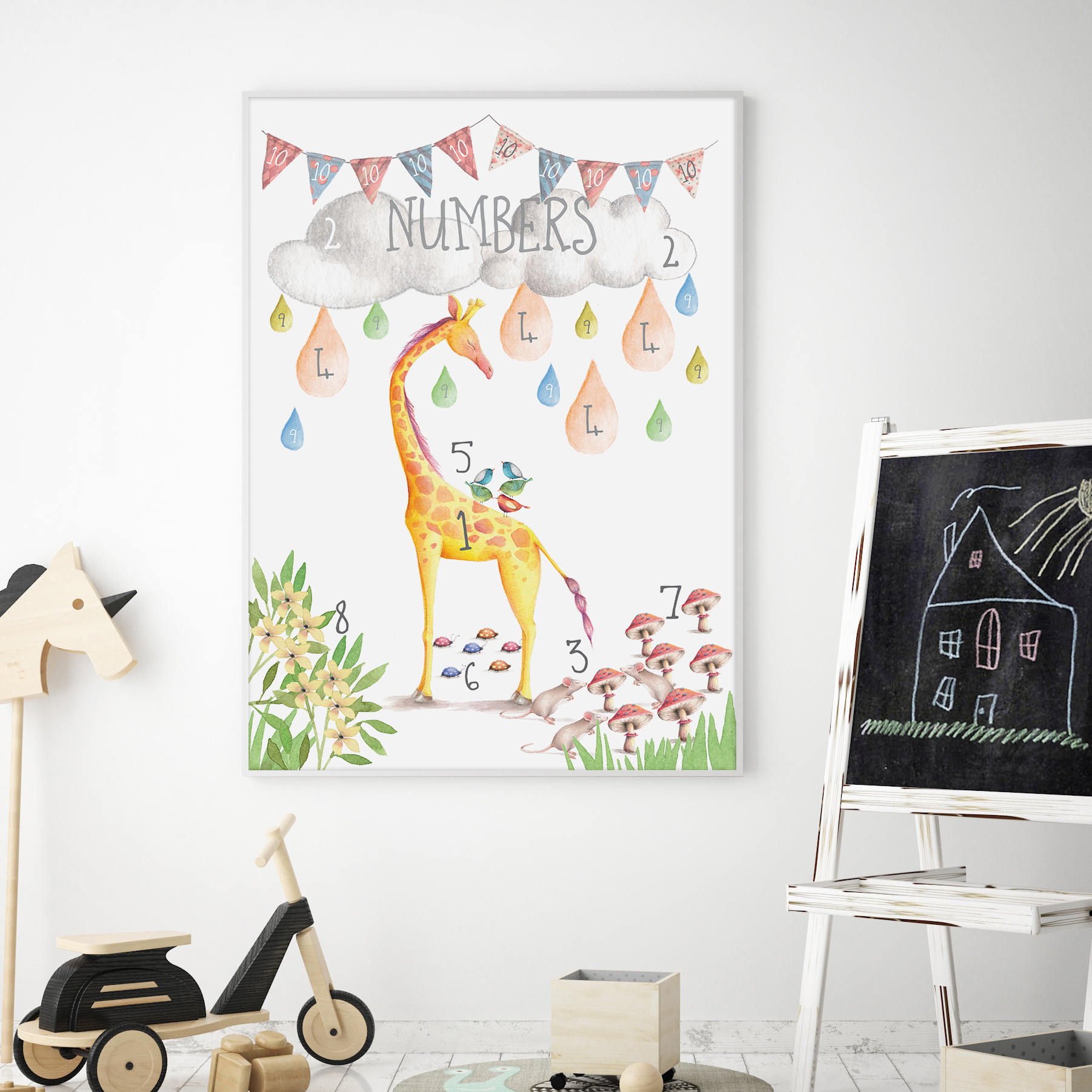 Watercolour Numbers Educational Art Print Numbers Poster Alphabet Print ...