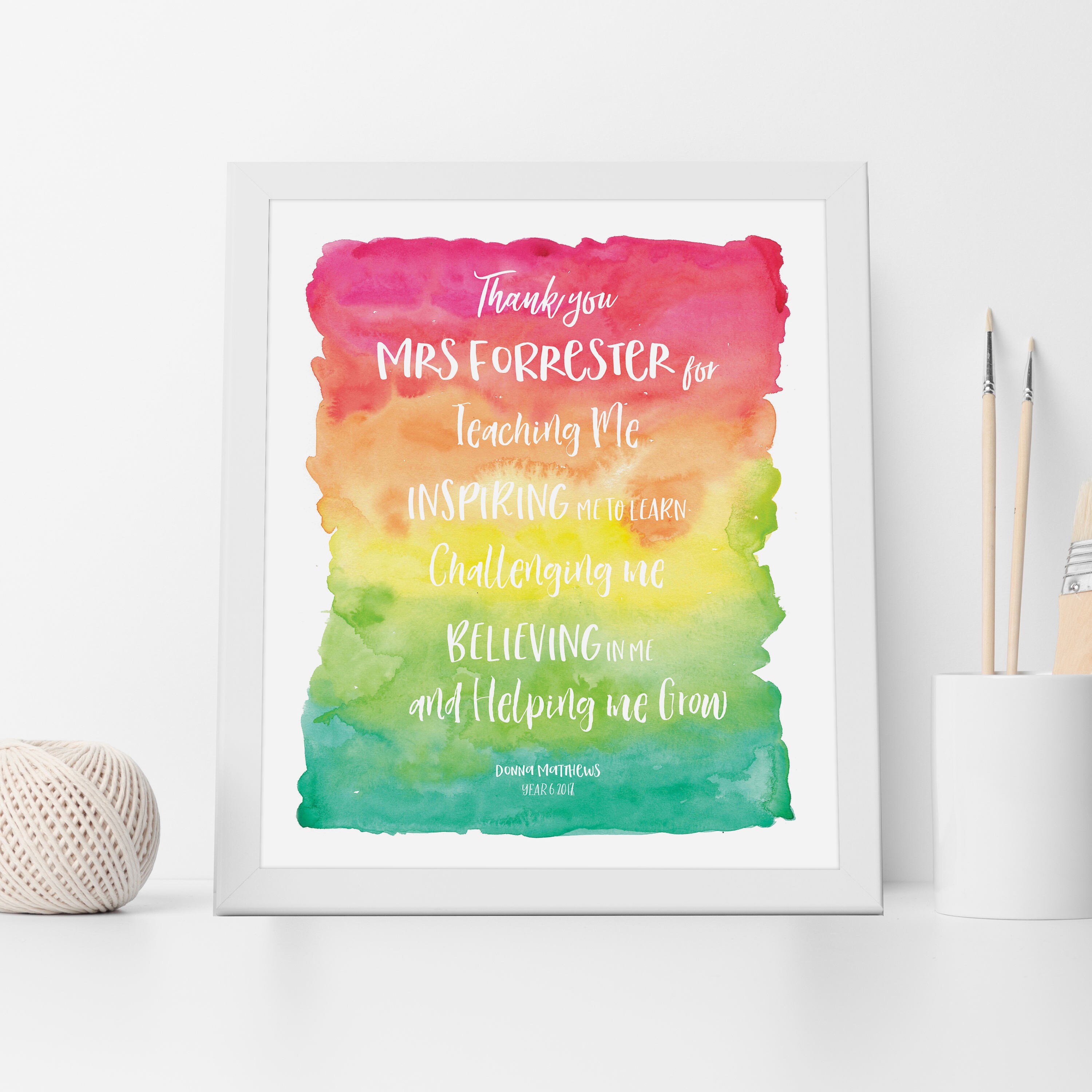 Buy Teacher Thank You and Appreciation Wall Art Print Teacher Gift ...