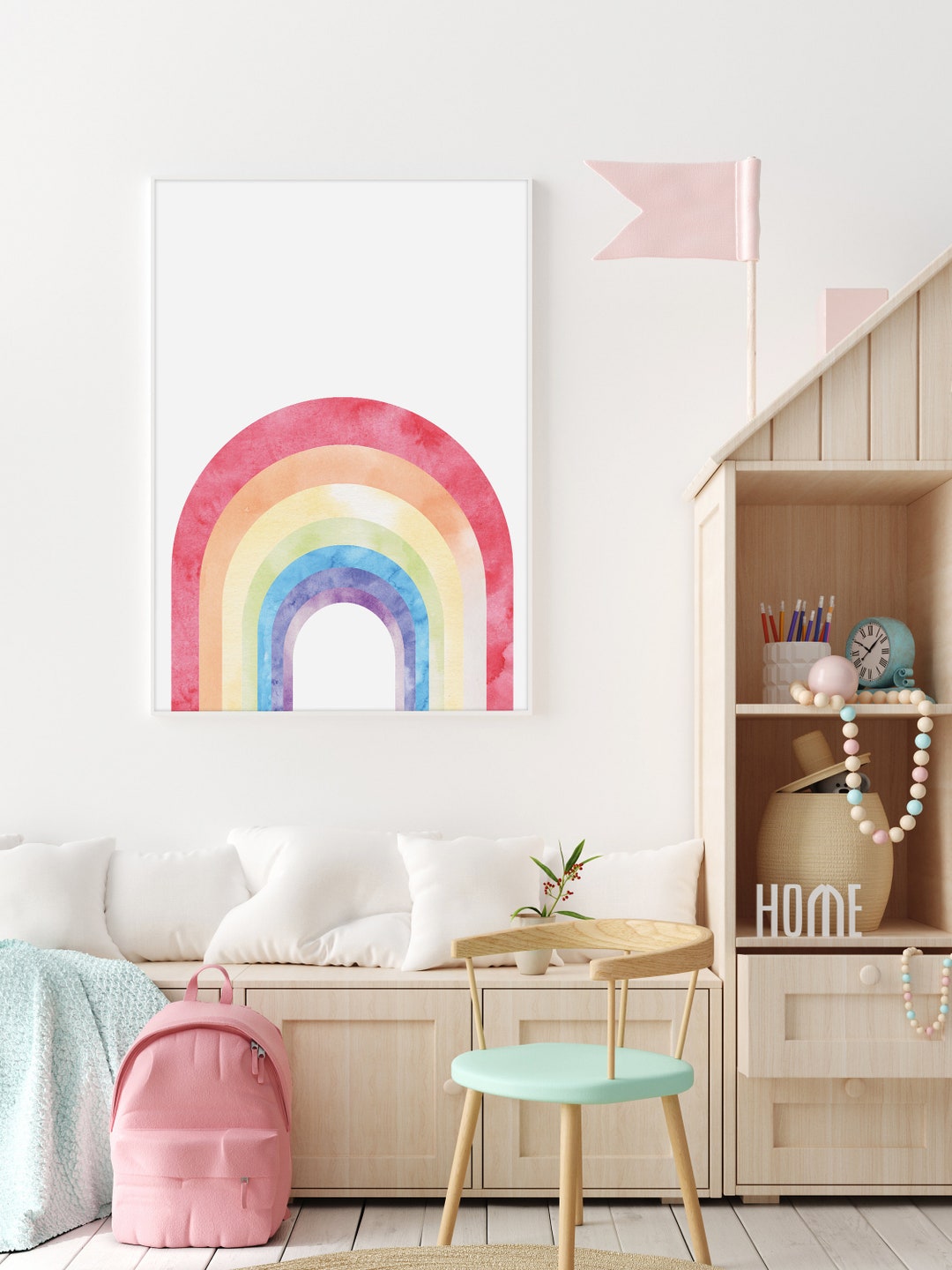 Over the Rainbow Abstract Watercolour Wall Art Print Watercolor Print ...
