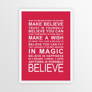 Expressions of Your World Believe Print Bus Roll Typography Poster ...
