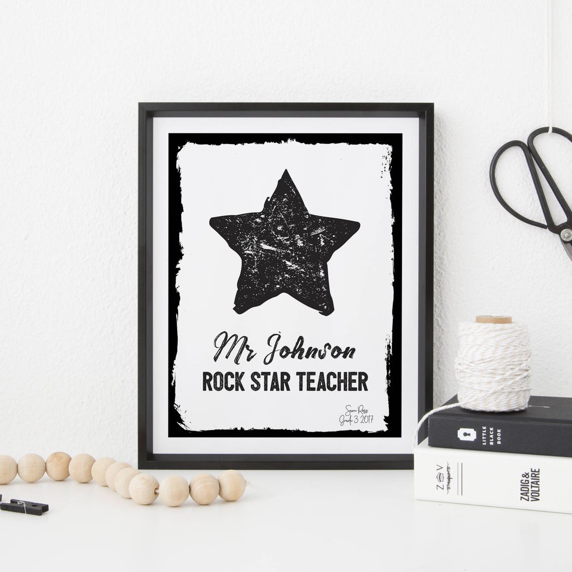 Rock Star Teacher Appreciation Wall Art Print Teacher Gift Teacher ...
