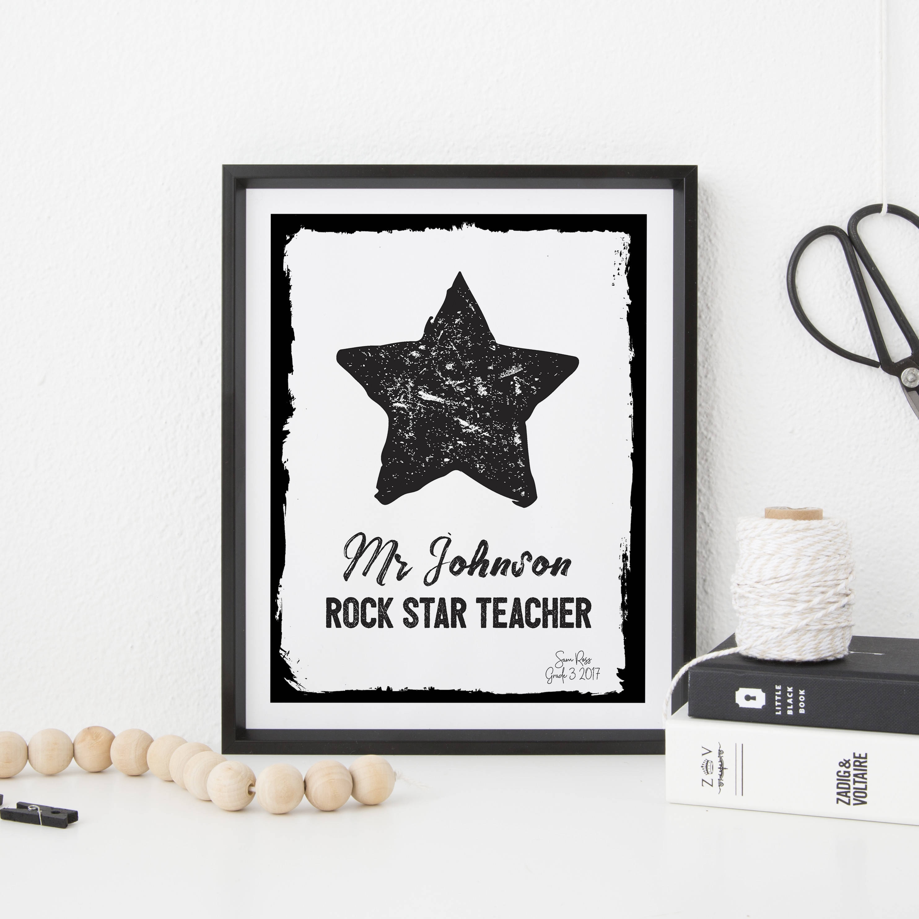 Rock Star Teacher Appreciation Wall Art Print Teacher Gift Teacher ...