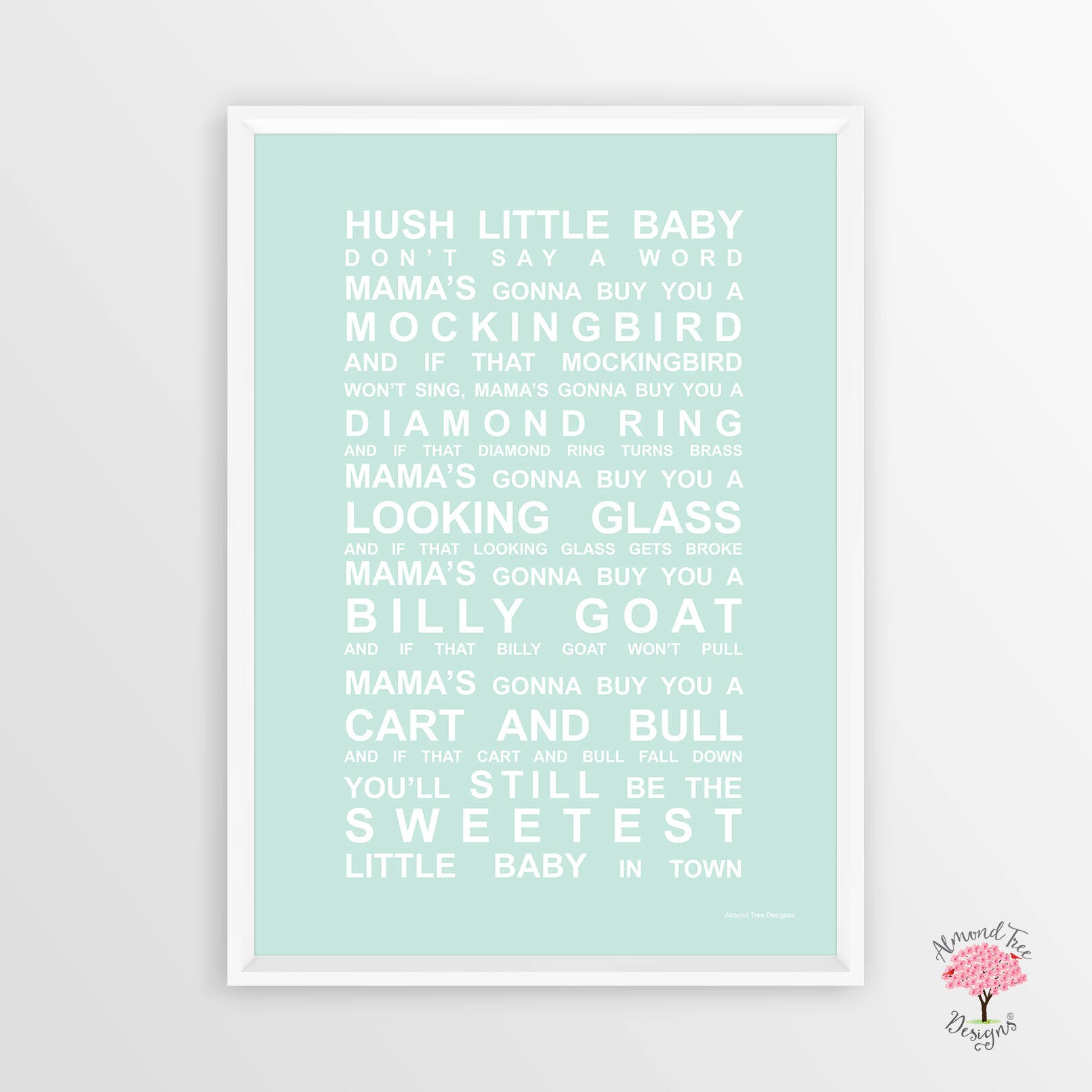 Hush Little Baby Nursery Wall Art Instant Digital - Etsy