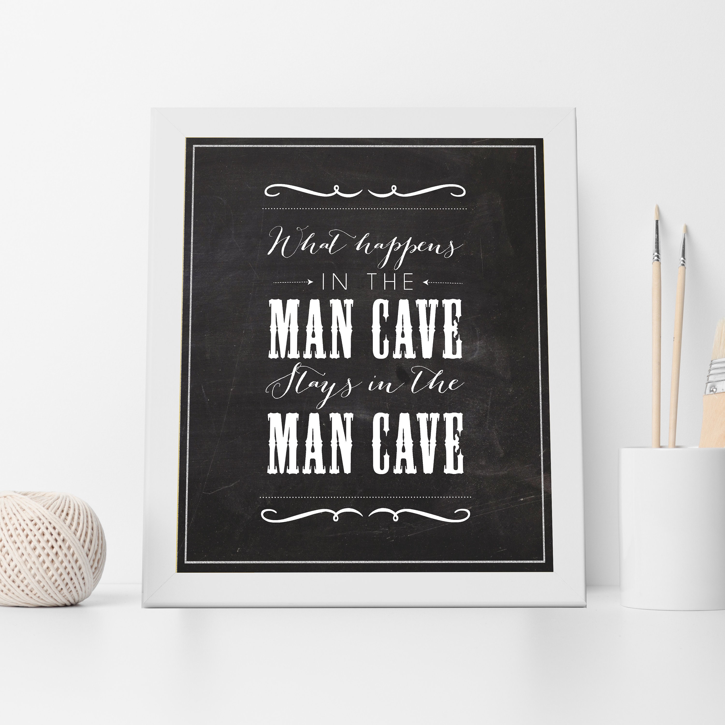 Chalkboard Print What Happens in the Man Cave 8x10 Inch Wall Art ...