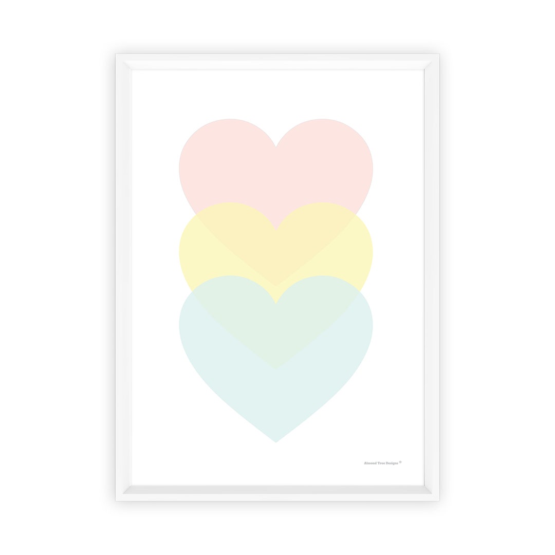 Love Love Love Pastel Hearts Instant Digital Download Print Instant Art ...