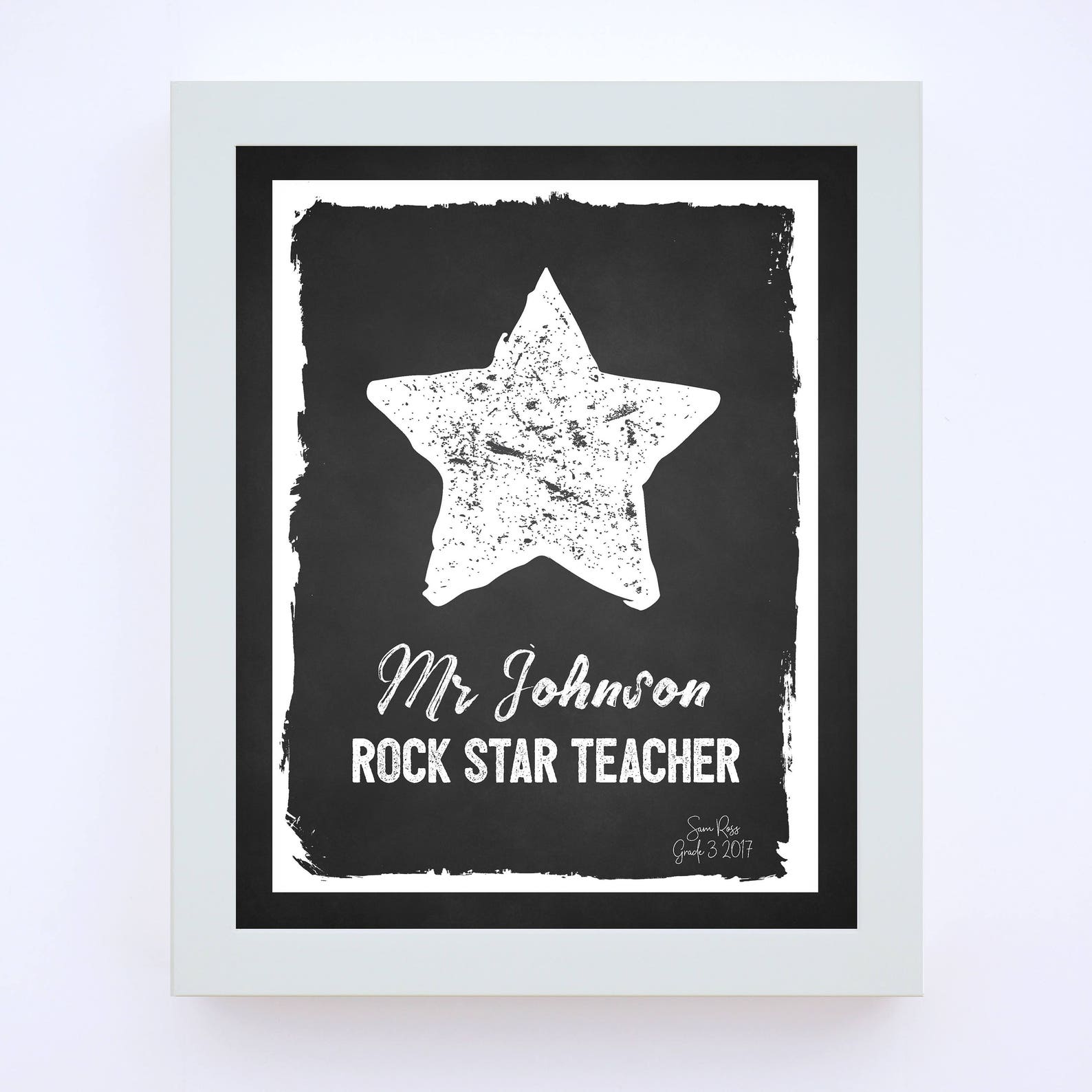 Rock Star Teacher Appreciation Wall Art Print Teacher Gift Teacher ...