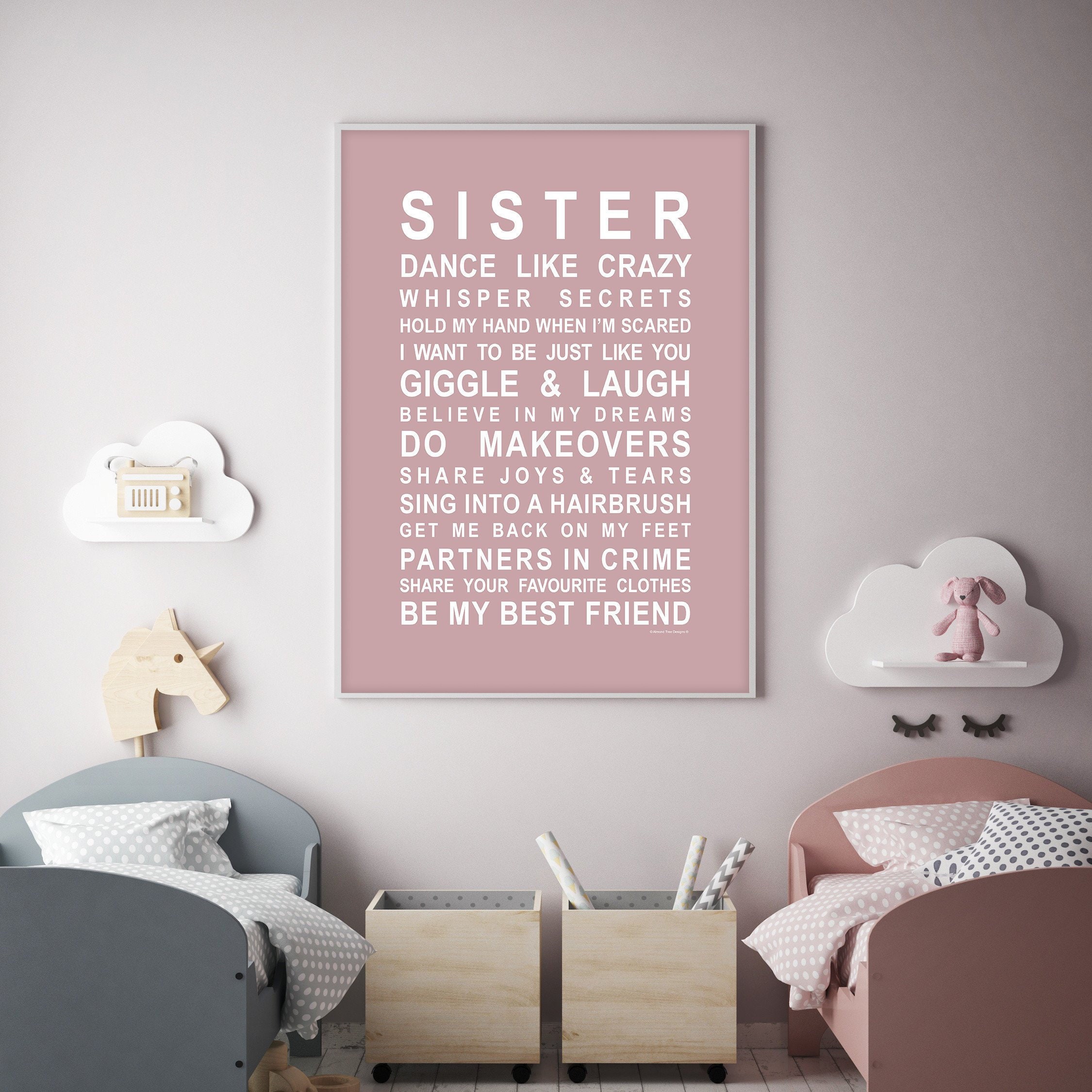 Sister Wall Art Print Typography Poster for Sisters - Etsy