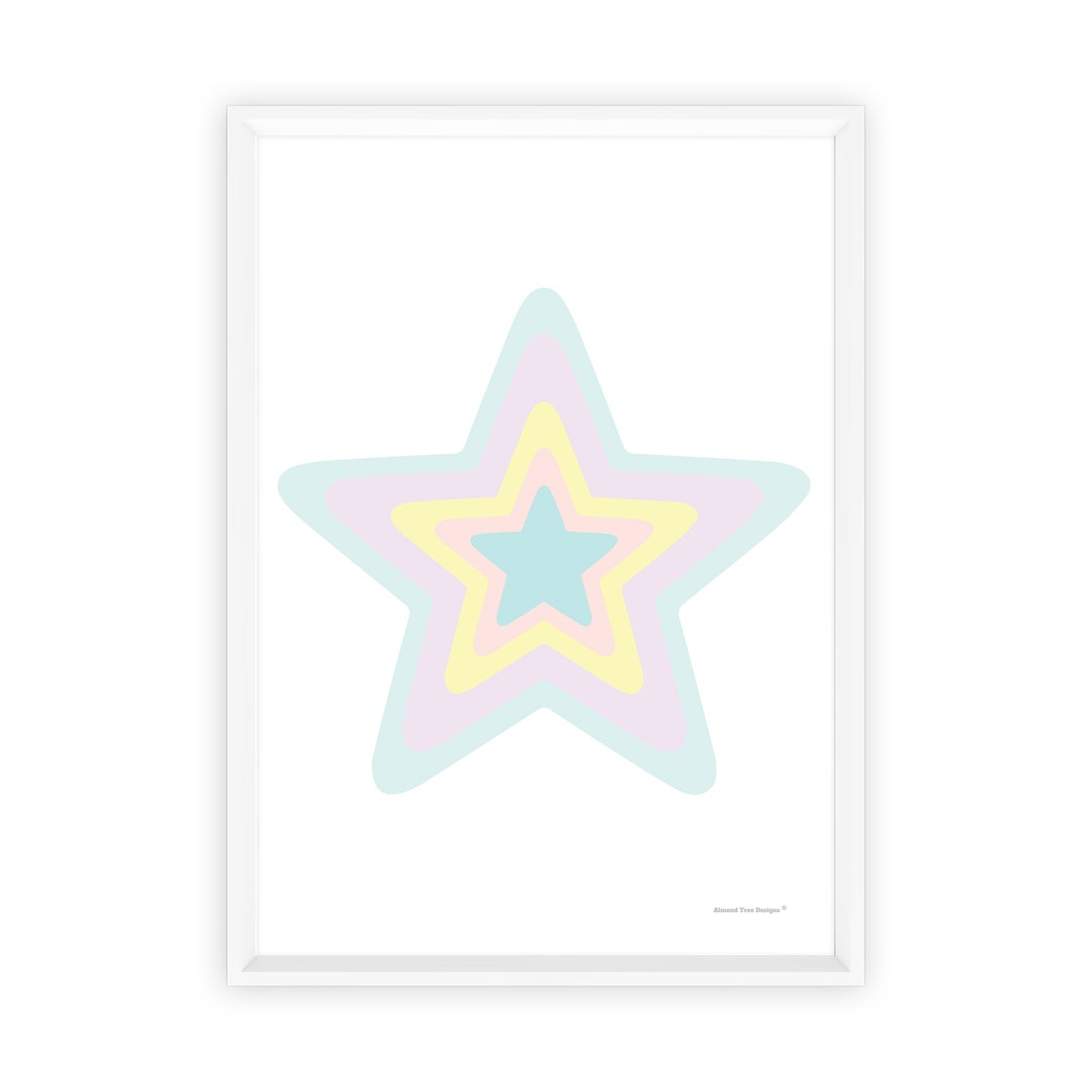 Rainbow Star (pastel Blue) Instant Digital Download Print | Instant Art ...