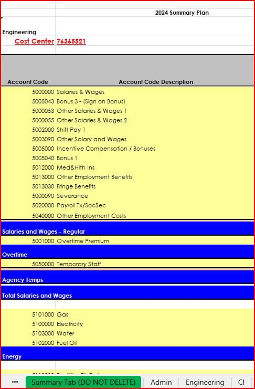 Cost Center Budget Template Planning - Etsy