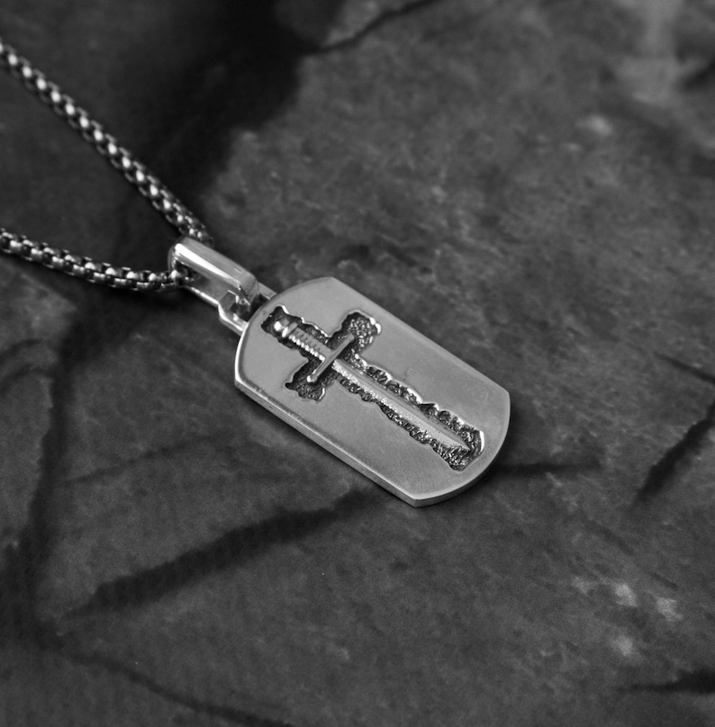 Sword in Cross Pendant Necklace With Meaning for Men, Sterling Silver ...