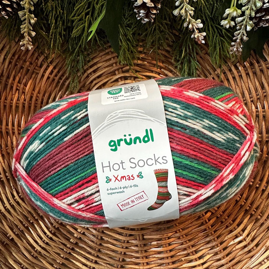 106,67 Eur/kg Gründl Christmas Sock Yarn 6ply DK Weight 150g 375m/410yd ...