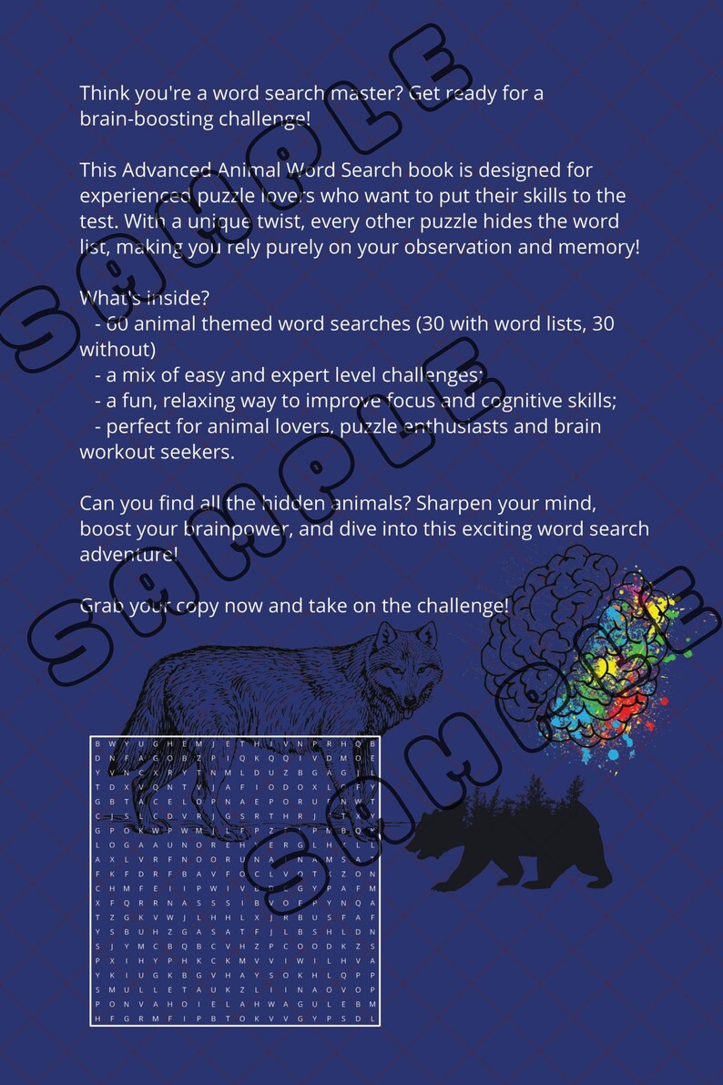 Brain Boost: Advanced Animal Word Search | Challenging Puzzle Book ...