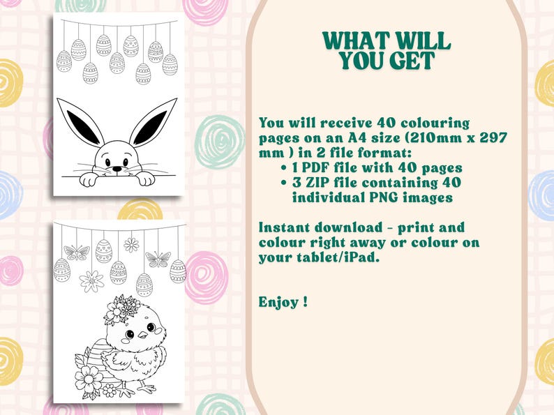 Easter Coloring Pages: 40 Printable Designs for Kids (PDF) - Etsy