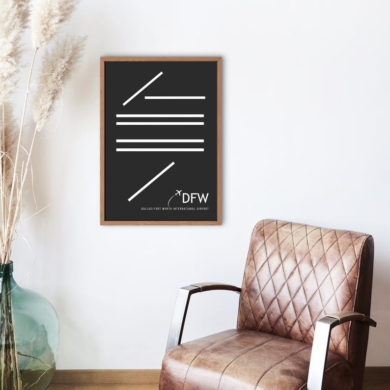 Custom Airport Runway Map Poster: Minimalist Aviation Art (digital ...