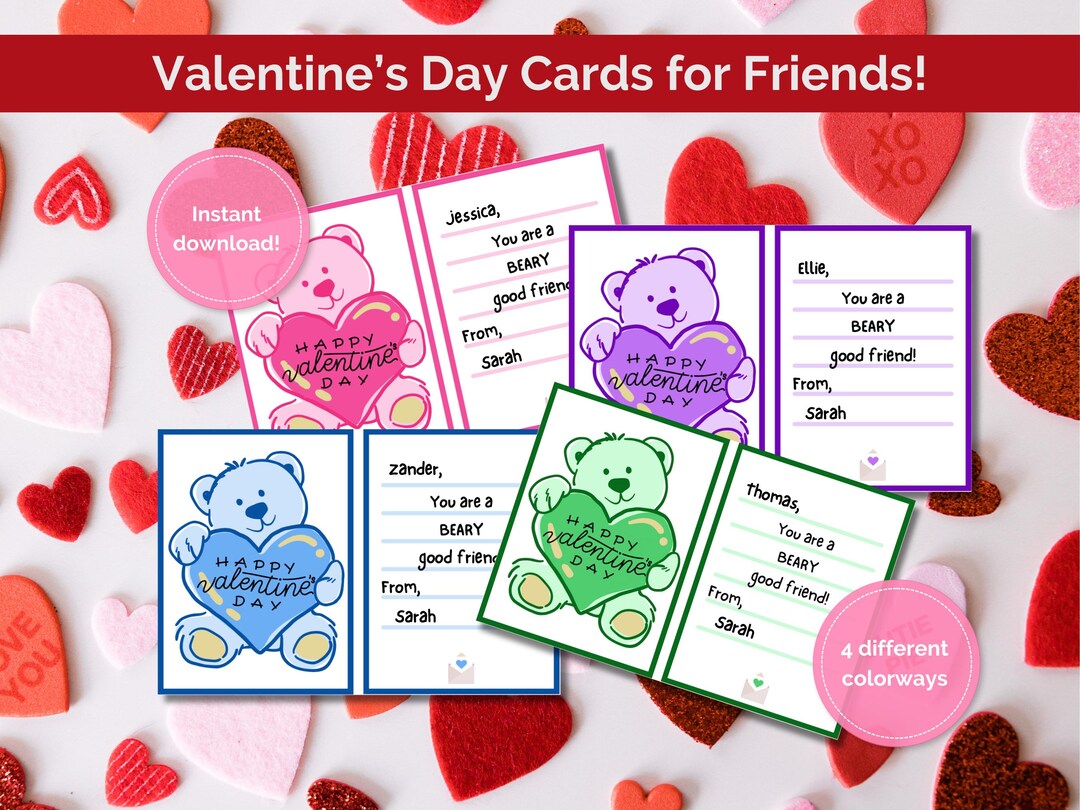 Printable Valentine's Day Card for Kids- You Are a "beary" Good Friend ...