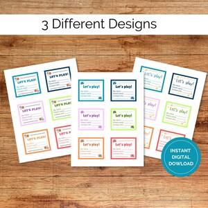 Play Date Contact Cards - Let's Play Printable Parent Contact Card for ...