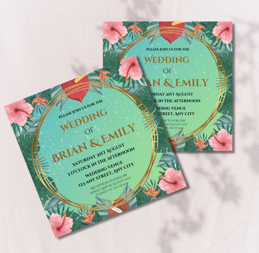 Tropical Wedding Invitation Template - Etsy