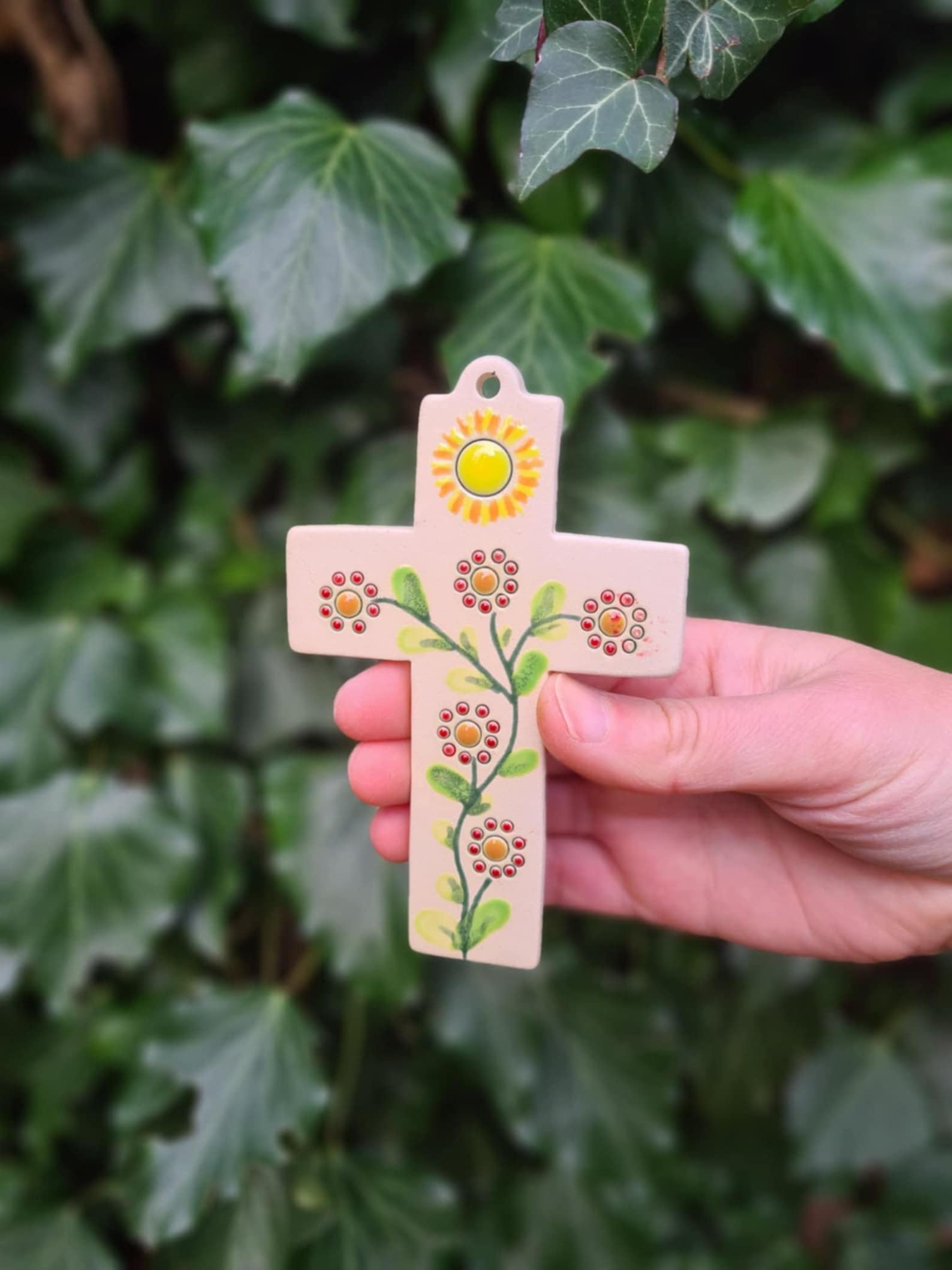 Ceramic Handmade White Cross With Sun, Christening/baptism Gift ...