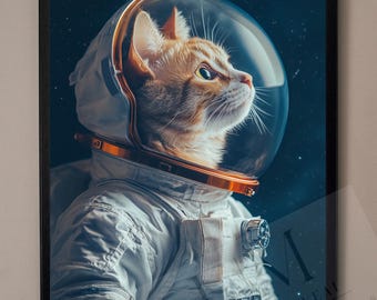 4 Cosmic Cats: Unique Art - Cat Flying Through Space, Funny, Sci Fi ...