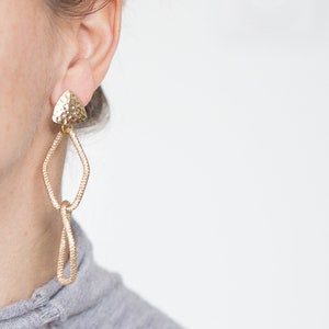 Long Chain Statement Earrings Triangle Geometric Jewelry 18K - Etsy