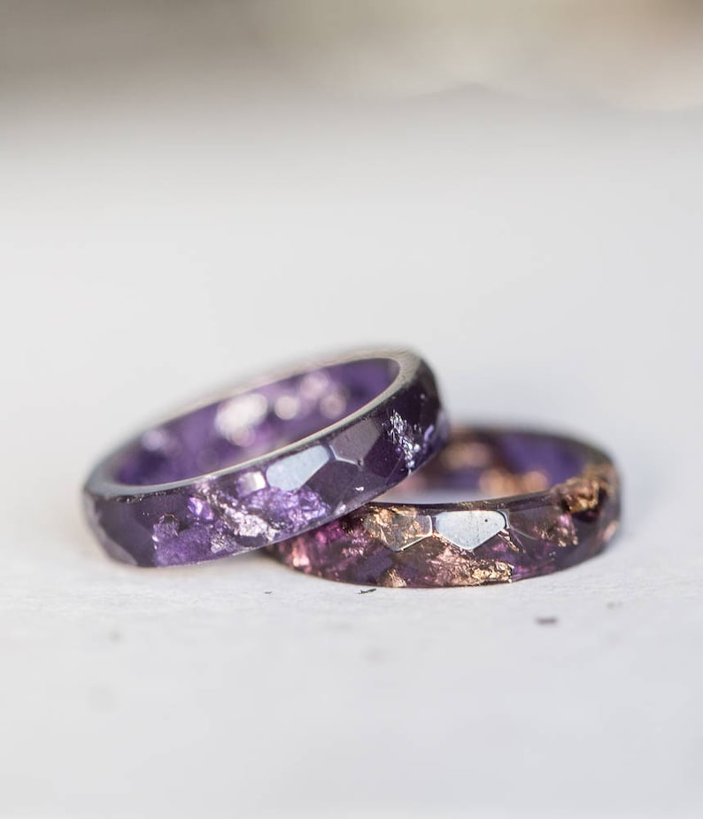 Ultra Violet Resin Ring Stacking Ring Gold OOAK Amethyst | Etsy