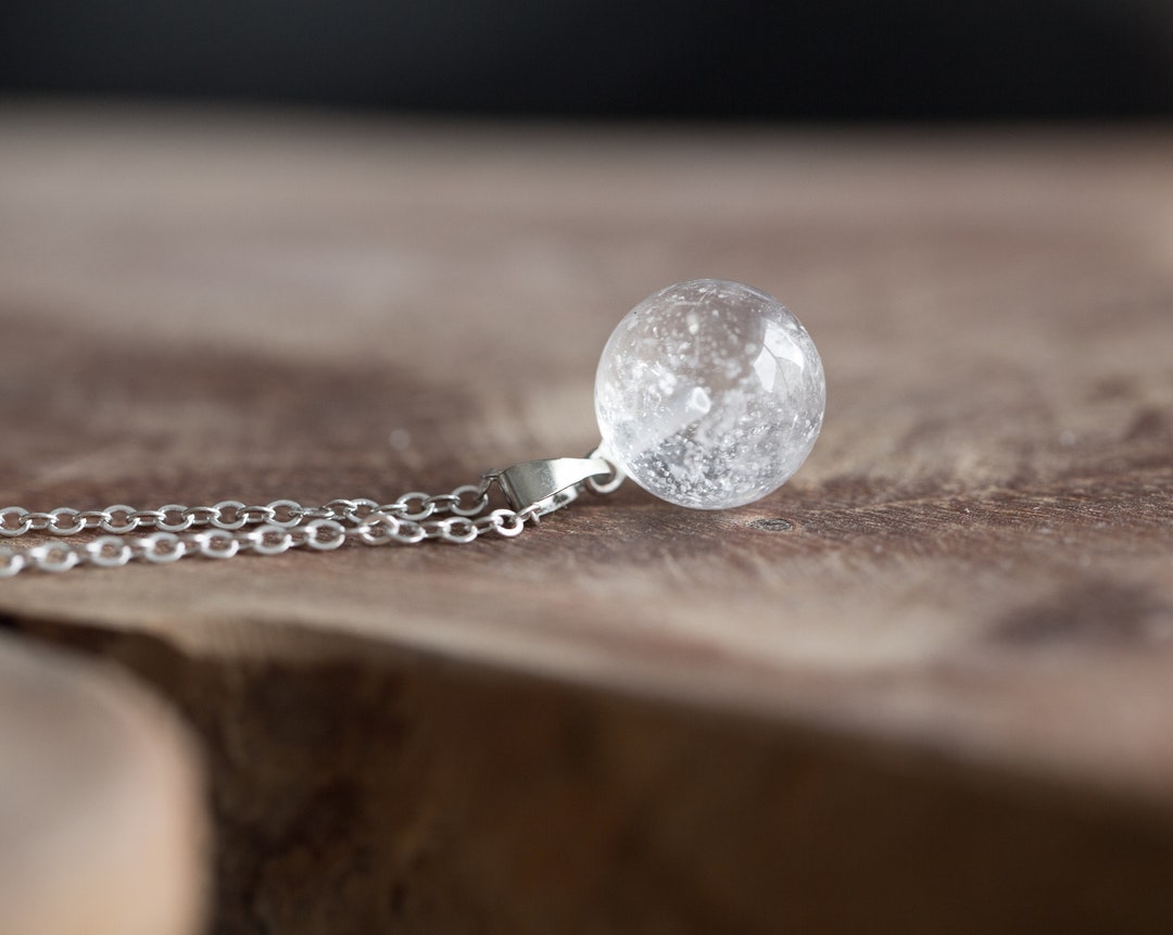 Crystal Quartz Ball Gemstone Sphere Pendant Necklace Healing Jewelry ...
