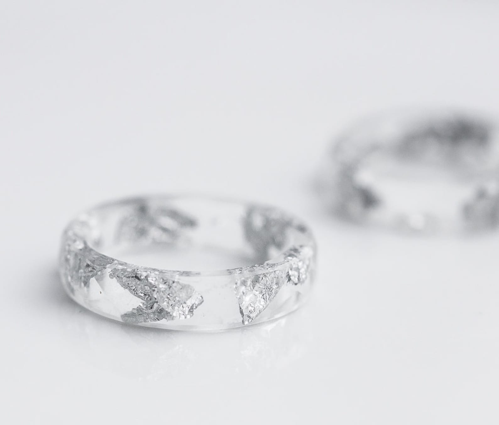 Resin Stacking Ring Silver Flakes Icicle Small Faceted Ring OOAK ...