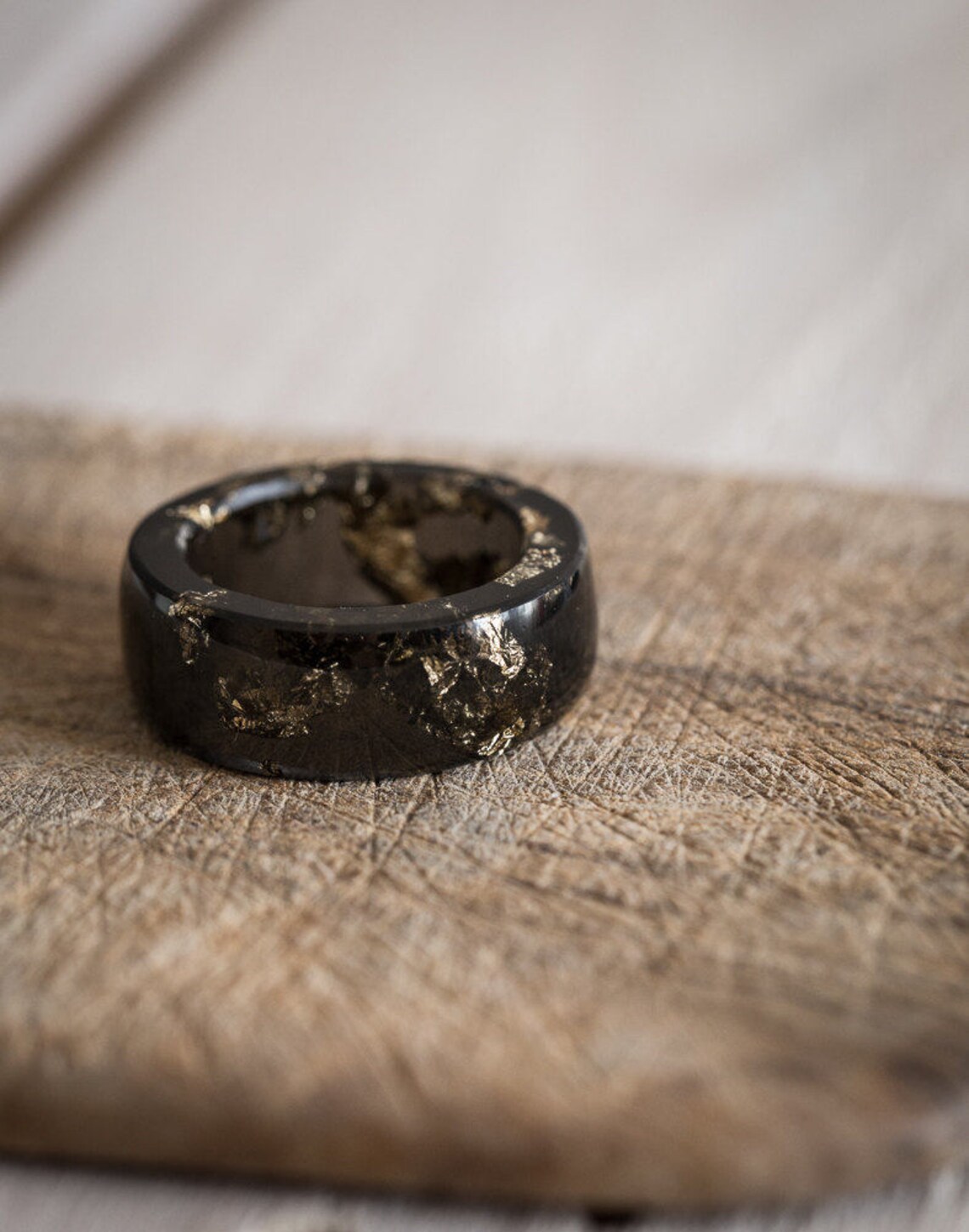 Big Size Black Men Ring Resin Ring Gold Flakes huge size 15 | Etsy