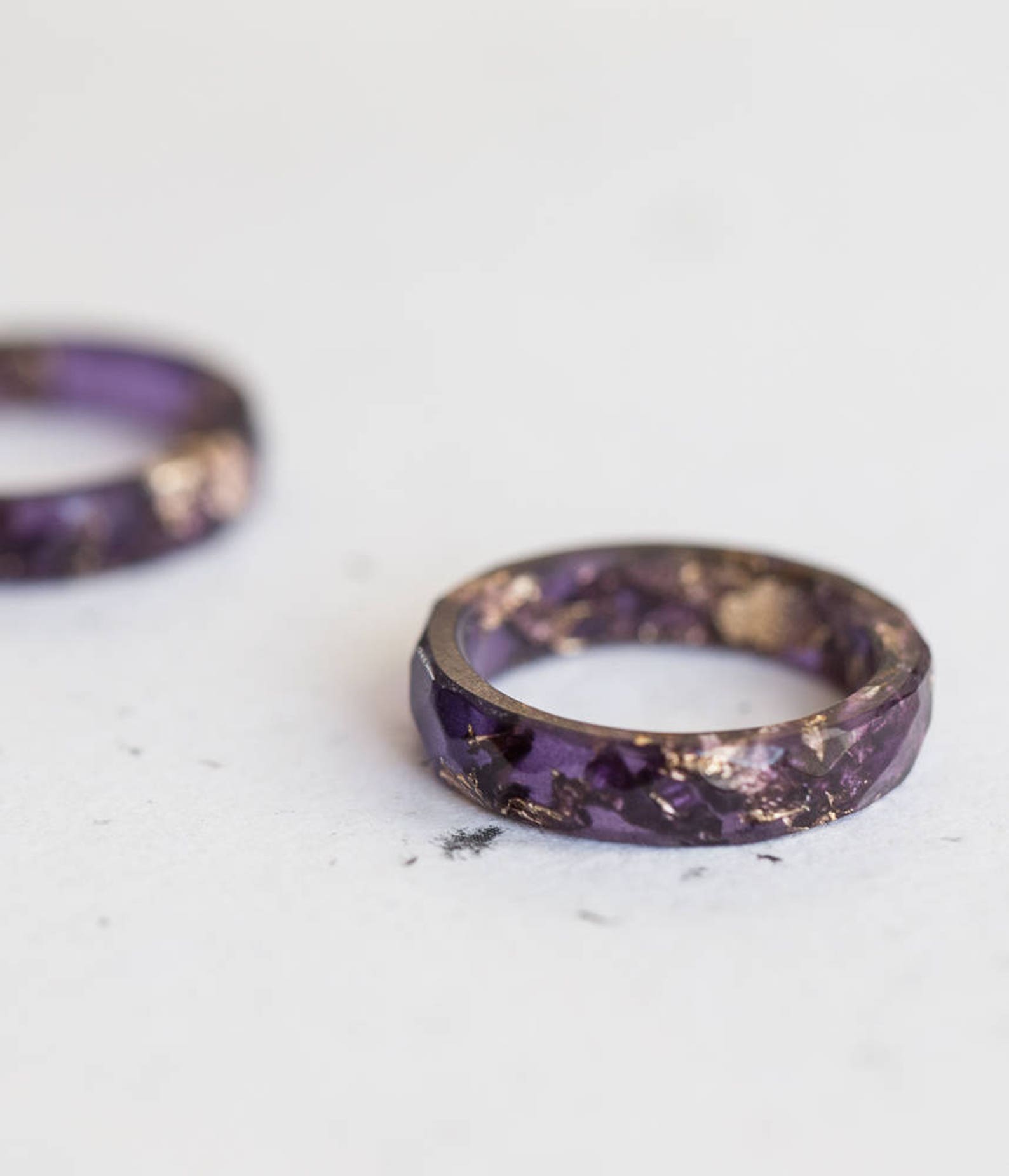 Ultra Violet Resin Ring Stacking Ring Gold OOAK Amethyst Purple Jewelry ...
