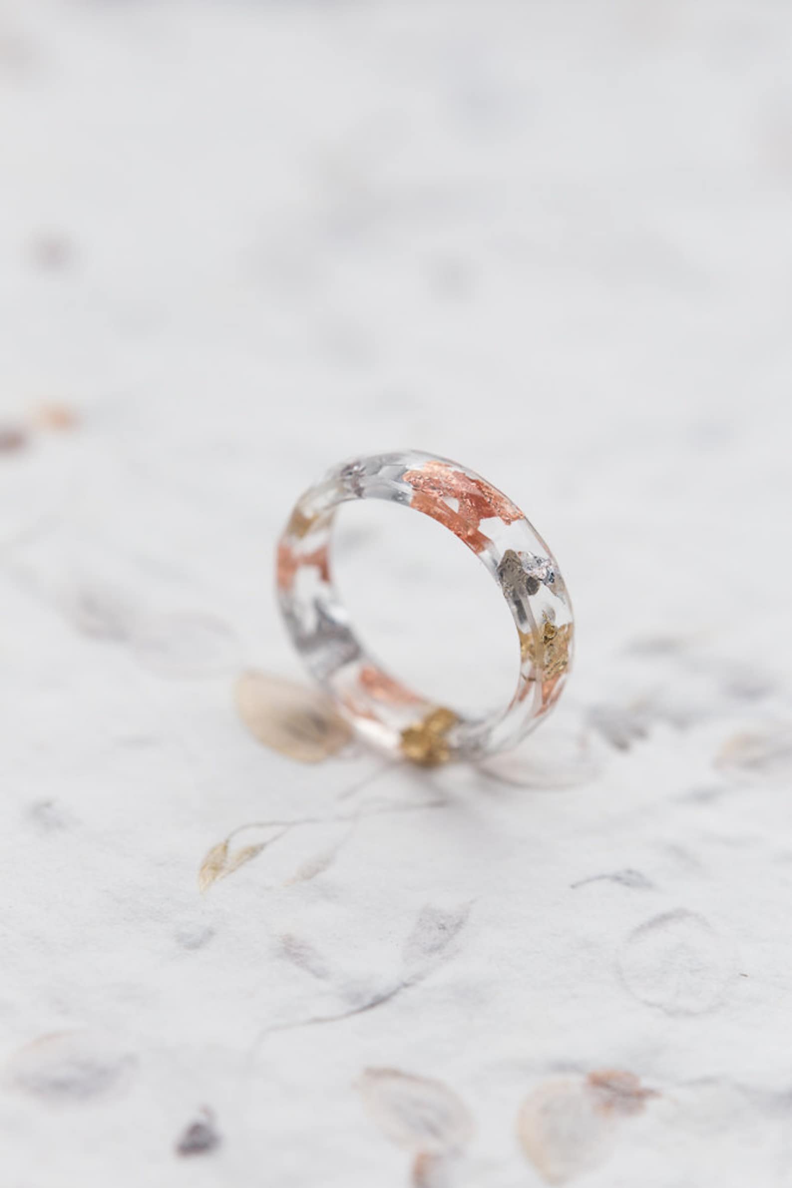 Tricolor Resin Stacking Ring Gold and Silver Transparent Ring - Etsy UK