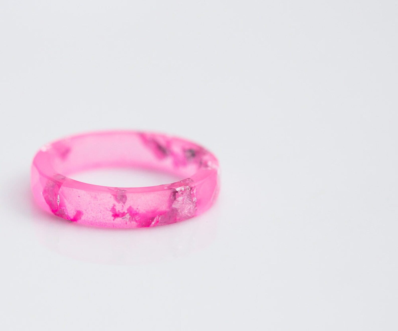 Neon Pink Resin Stacking Ring Hot Pink Silver Flakes Small - Etsy