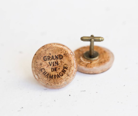 Champagne Cork Men Cufflinks French Wine Groomsmen Gift | Etsy