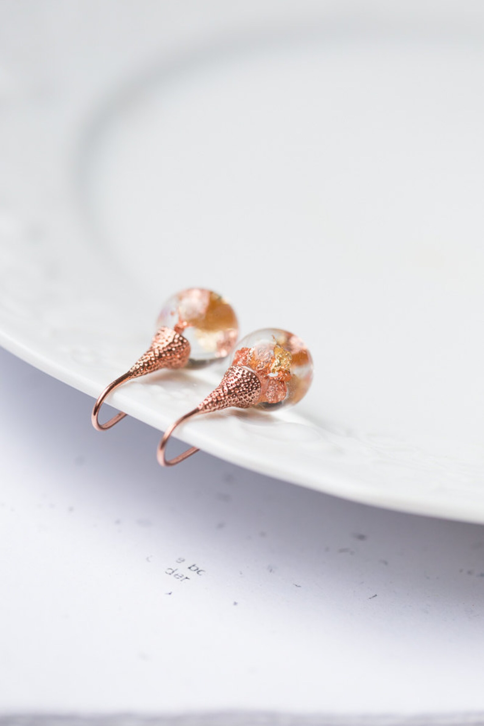 Resin Sphere Modern Drop Earrings Rose Gold Transparent Globe - Etsy