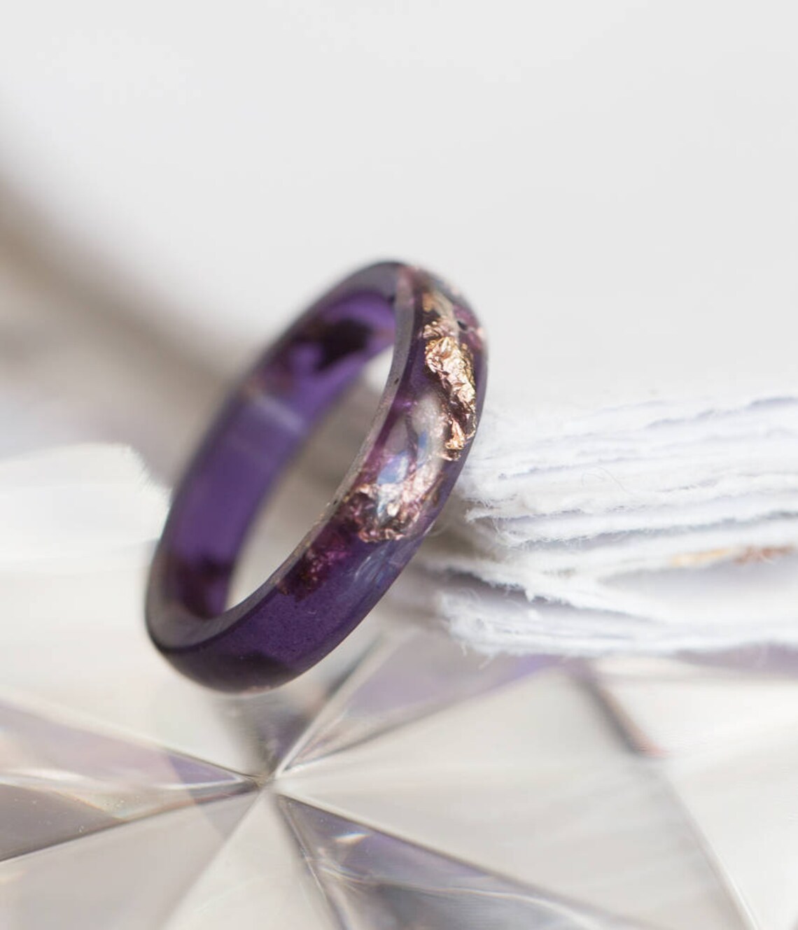 Ultra Violet Resin Ring Stacking Ring Gold Small Smooth Ring - Etsy