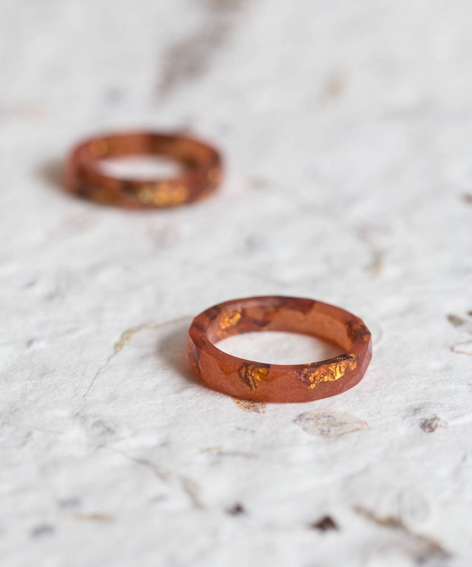 Burnt Orange Stacking Resin Ring Amber Terra Cotta Gold Flakes - Etsy