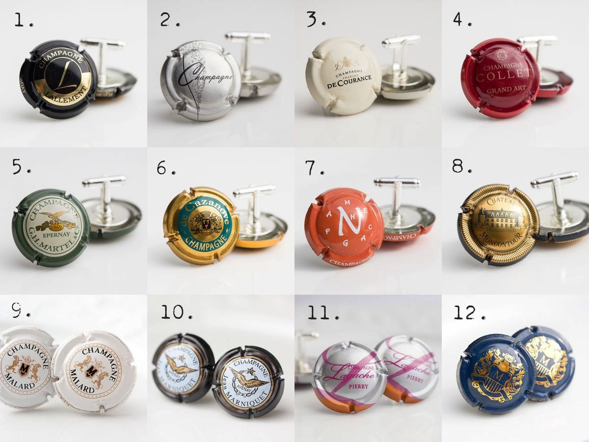 Champagne Caps Men Cufflinks Upcycled French Wine Cuff Links | Etsy