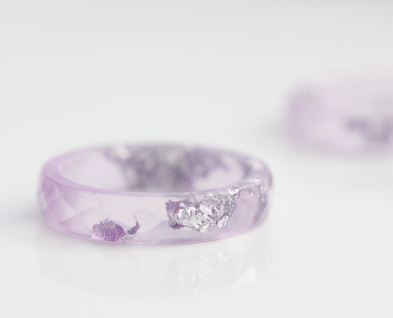Lavender Resin Ring Stacking Ring Silver Flakes Faceted Ring | Etsy