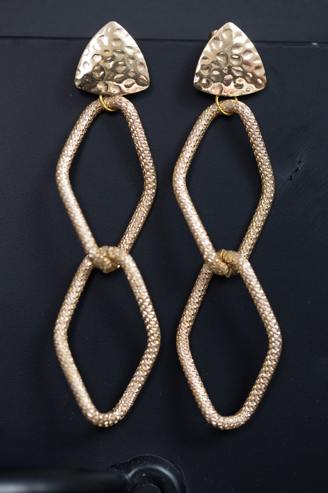 Long Chain Statement Earrings Triangle Geometric Jewelry 18K - Etsy