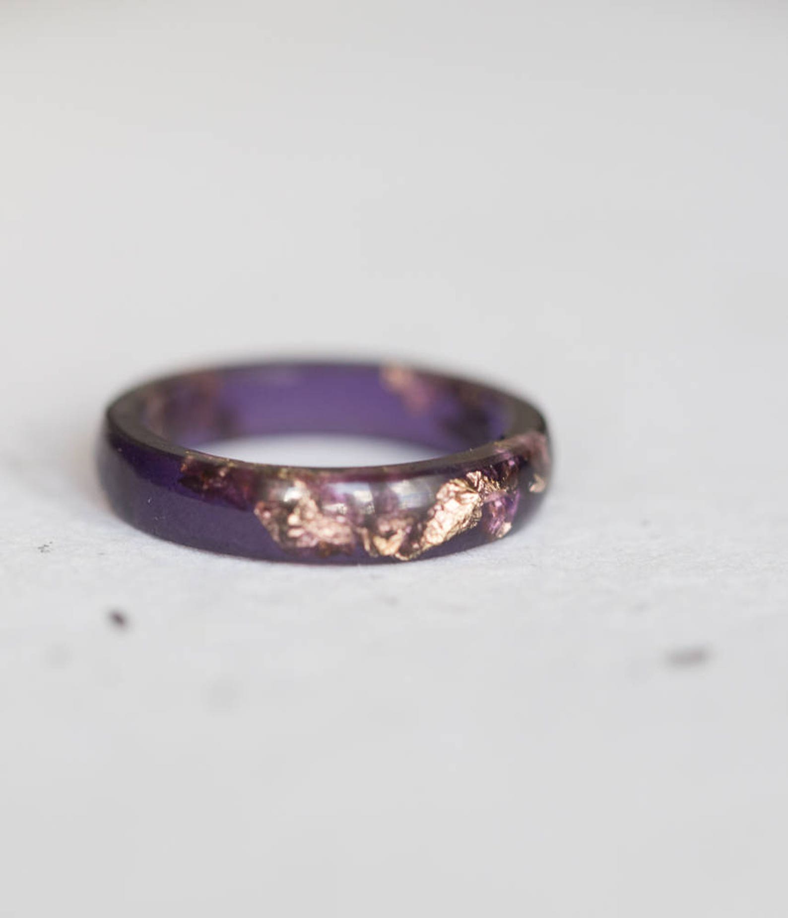 Ultra Violet Resin Ring Stacking Ring Gold Small Smooth Ring - Etsy