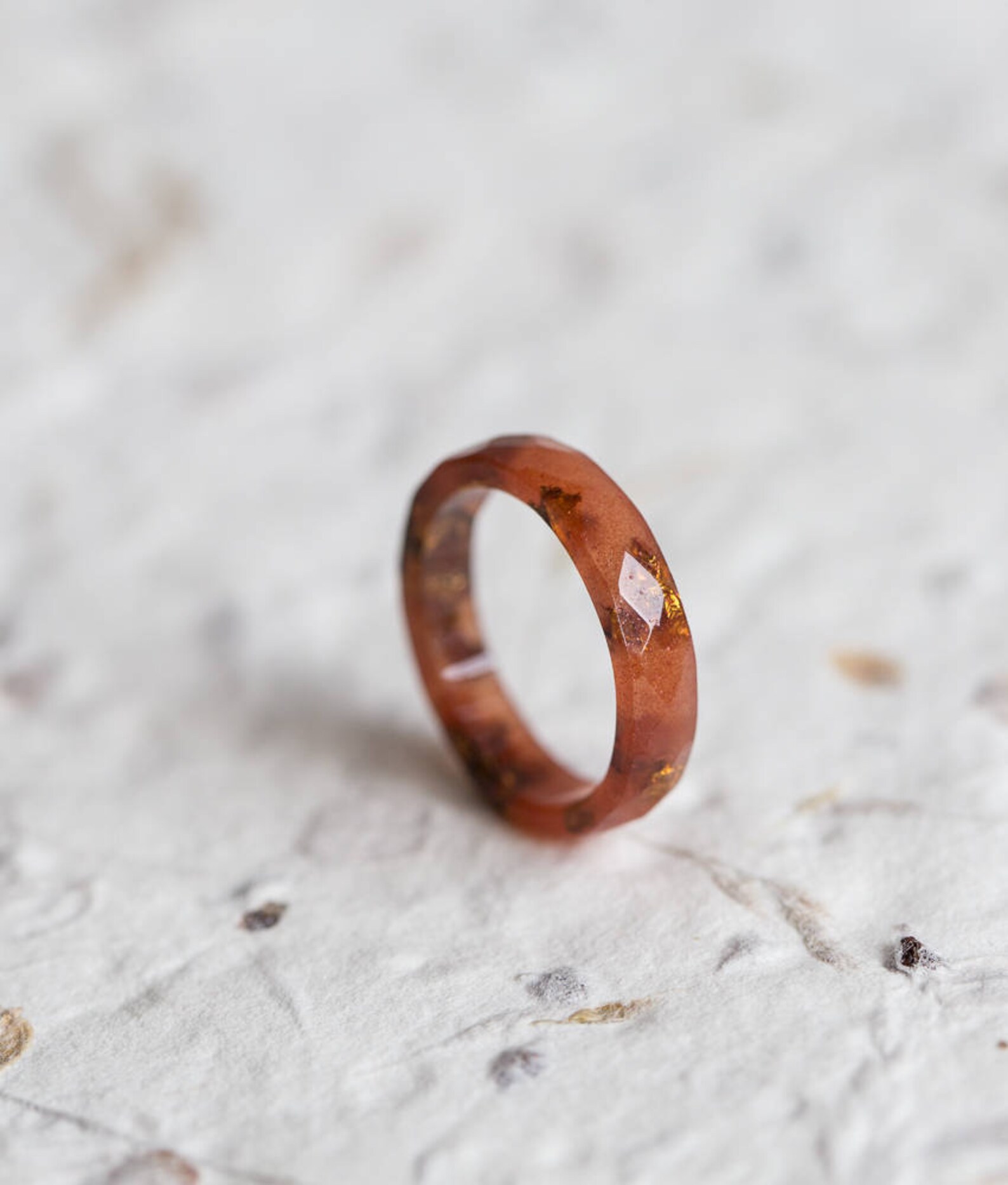Burnt Orange Stacking Resin Ring Amber Terra Cotta Gold Flakes - Etsy