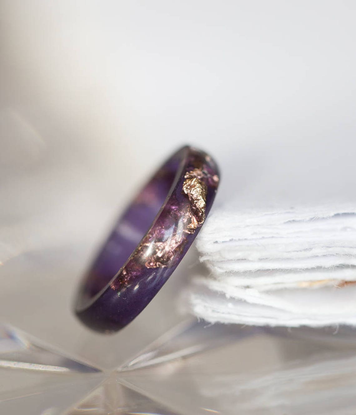 Ultra Violet Resin Ring Stacking Ring Gold Small Smooth Ring - Etsy