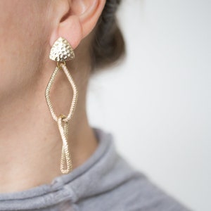 Long Chain Statement Earrings Triangle Geometric Jewelry 18K - Etsy