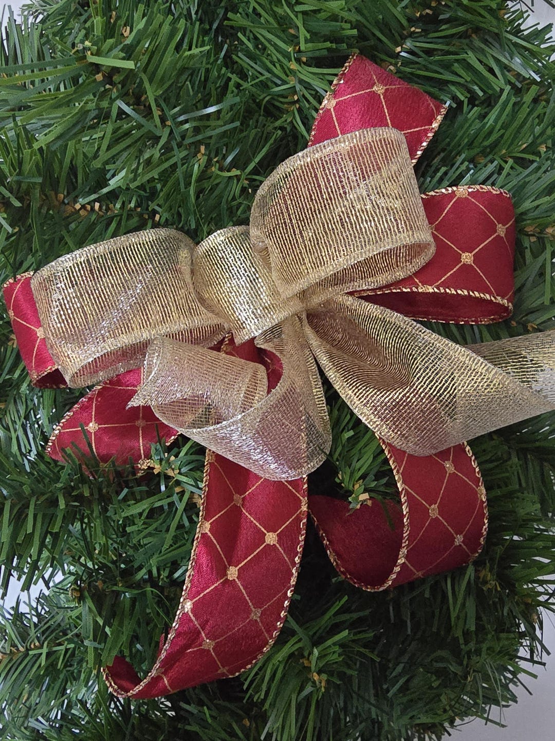 Regal Elegance: Garnet and Gold Christmas Bows - Set of 6 - Etsy