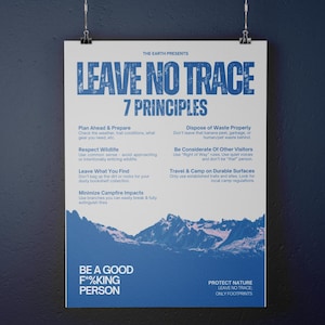 DIGITAL DOWNLOAD | Leave No Trace Principles Printable | Outdoor Ethics ...